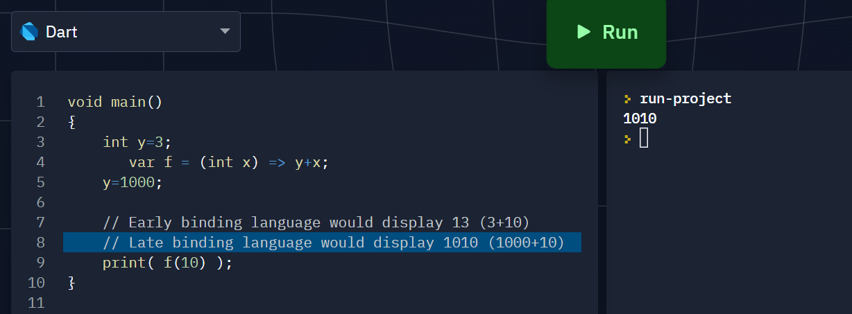 Dart Language: late binding in lambda (no capture syntax) | Rambling ...