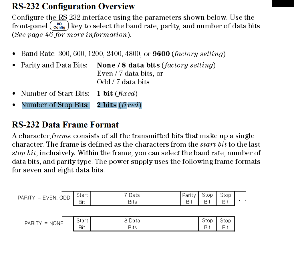 RS-232 Stop Bits in Agilent Instruments | Rambling Nerd with a Plan